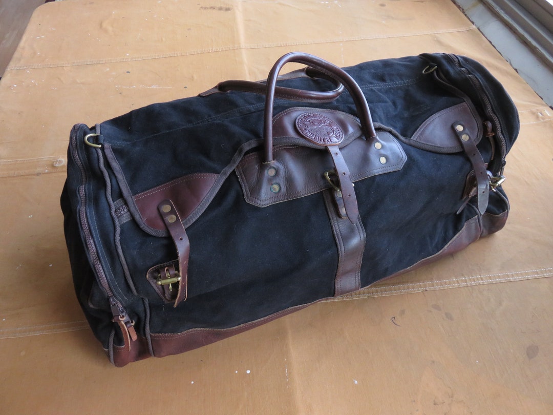 Vintage Huge Duluth Pack Black Leather & Canvas Duffel Bag / Made in ...