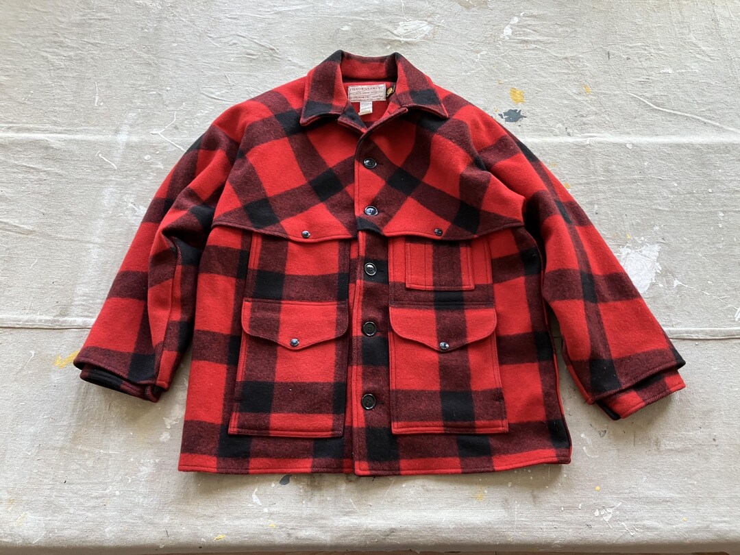 XL / Size 46 Filson Red Buffalo Plaid Double Mackinaw Wool Jacket ...