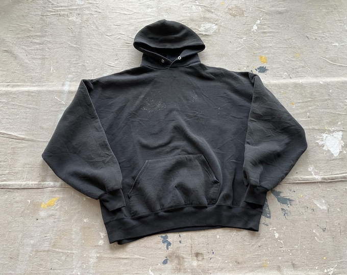 XL / XXL 90s Jerzees Faded Black Hooded Sweatshirt / Russell Solid ...