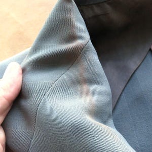 Small 20s / 30s Belt Back Suit Jacket and Waistcoat Vest / Blue Green ...