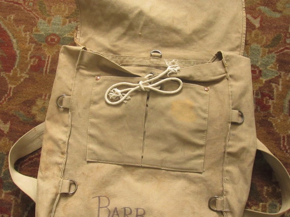 Vintage 40s / 50s Canvas Camping Backpack / Day Pack,… - Gem
