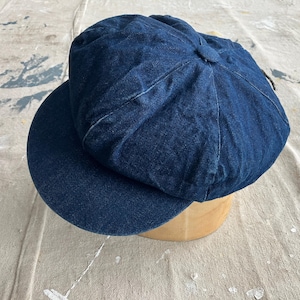 Medium 70s Denim Fisherman Cap / 1970s Short Brim Flat Cap Newsie ...