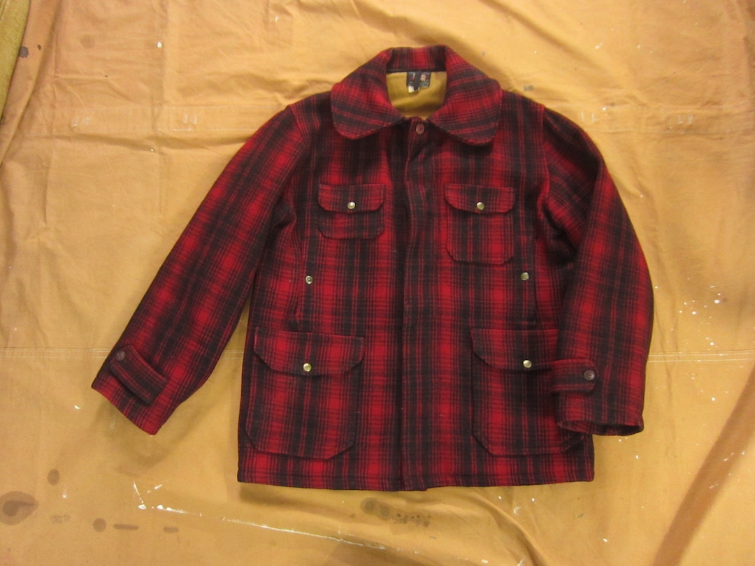 Large 40s Woolrich Buffalo Plaid Hunting Jacket / Cotton Flannel Lined ...
