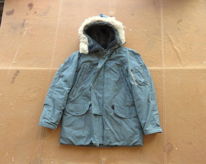 Small 70s US Air Force N-3B Hooded Parka / Sage Green 1970s Army Flight ...
