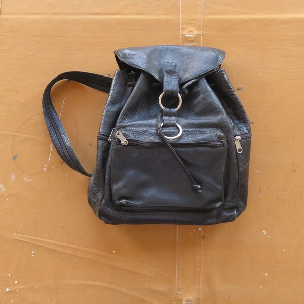 90s Leather Backpack - Etsy