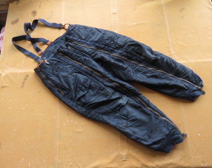 XL / XXL 50s US Air Force Blue Nylon Flight Pants / Cold Weather Pilots ...