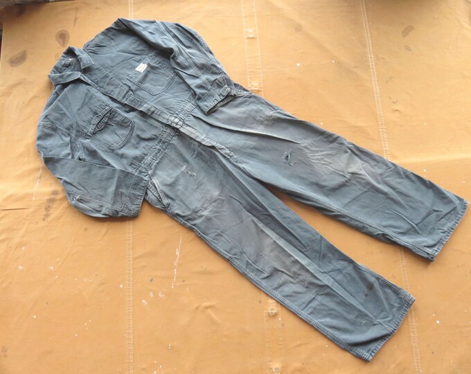 Large 50s Sears HBT Coveralls / Herringbone Twill Green 1950s Nation ...