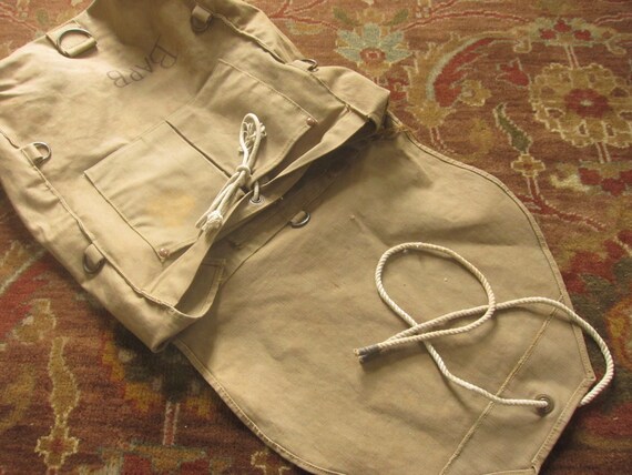 Vintage 40s / 50s Canvas Camping Backpack / Day Pack,… - Gem