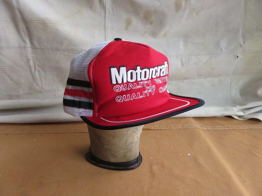 Vintage Motorcraft Three Stripe Trucker Hat / Red Black White Made in ...