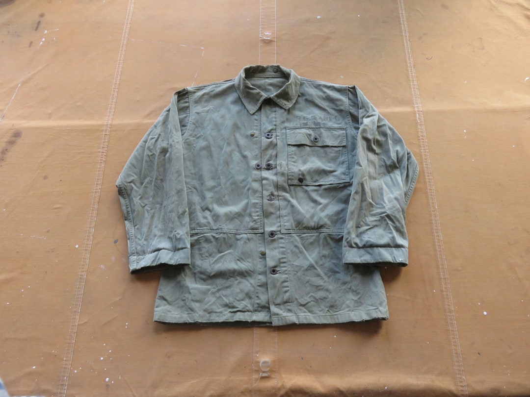 Medium 40s US Marine Corps P-44 HBT Jacket / Combat Shirt Herringbone ...
