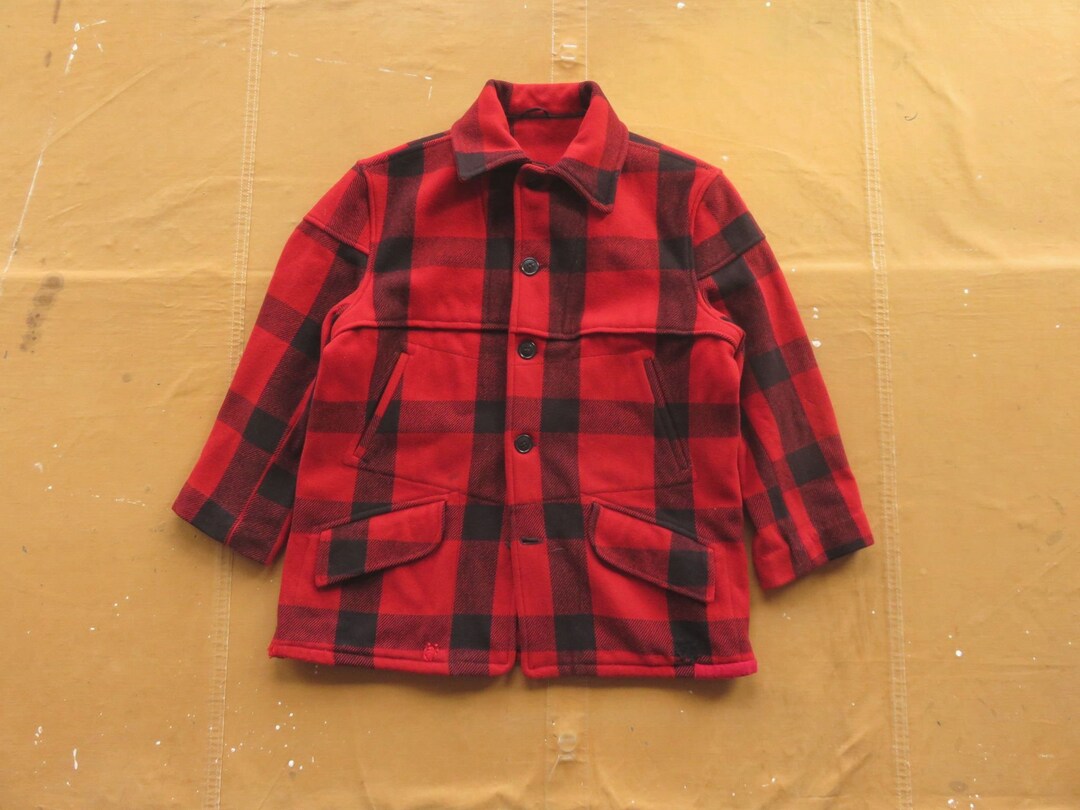 Medium 50s / 60s Buffalo Plaid Wool Hunting Mackinaw Jacket / Chippewa ...