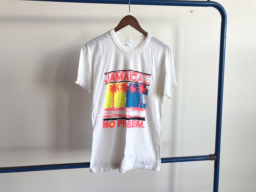 Medium 80s Jamaica No Problem Souvenir T-shirt / White 1980s Neon - Etsy