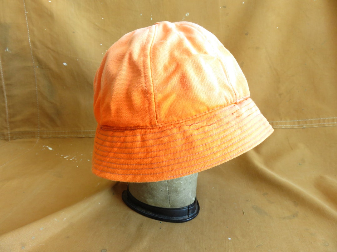 Large 70s / 80s Faded Blaze Orange Bucket Hat / 1970s 1980s Hunting ...