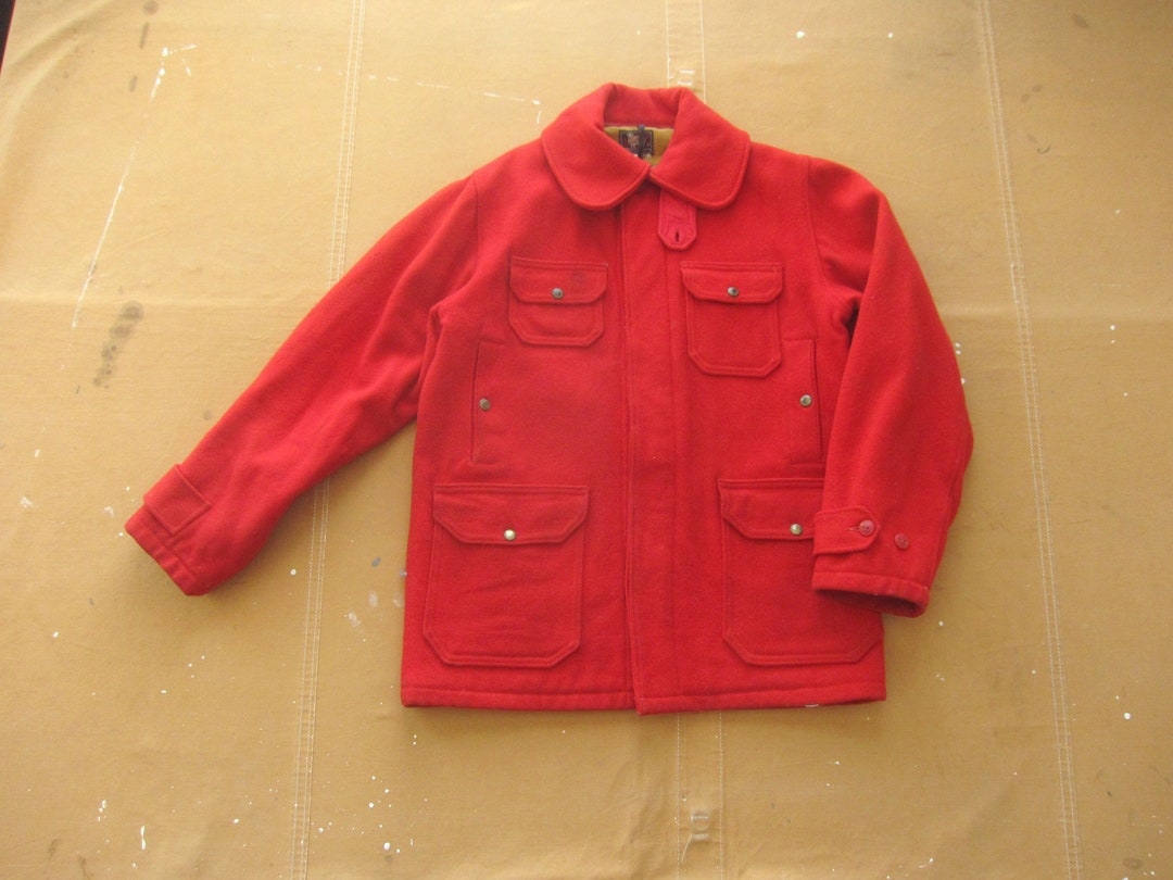 Small / Medium 40s Woolrich Red Wool Mackinaw Jacket / Hunting Winter ...