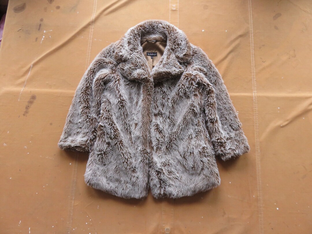 Small 80s Women's Faux Fur Fleece Shag Coat / Made in Canada Le Chateau ...