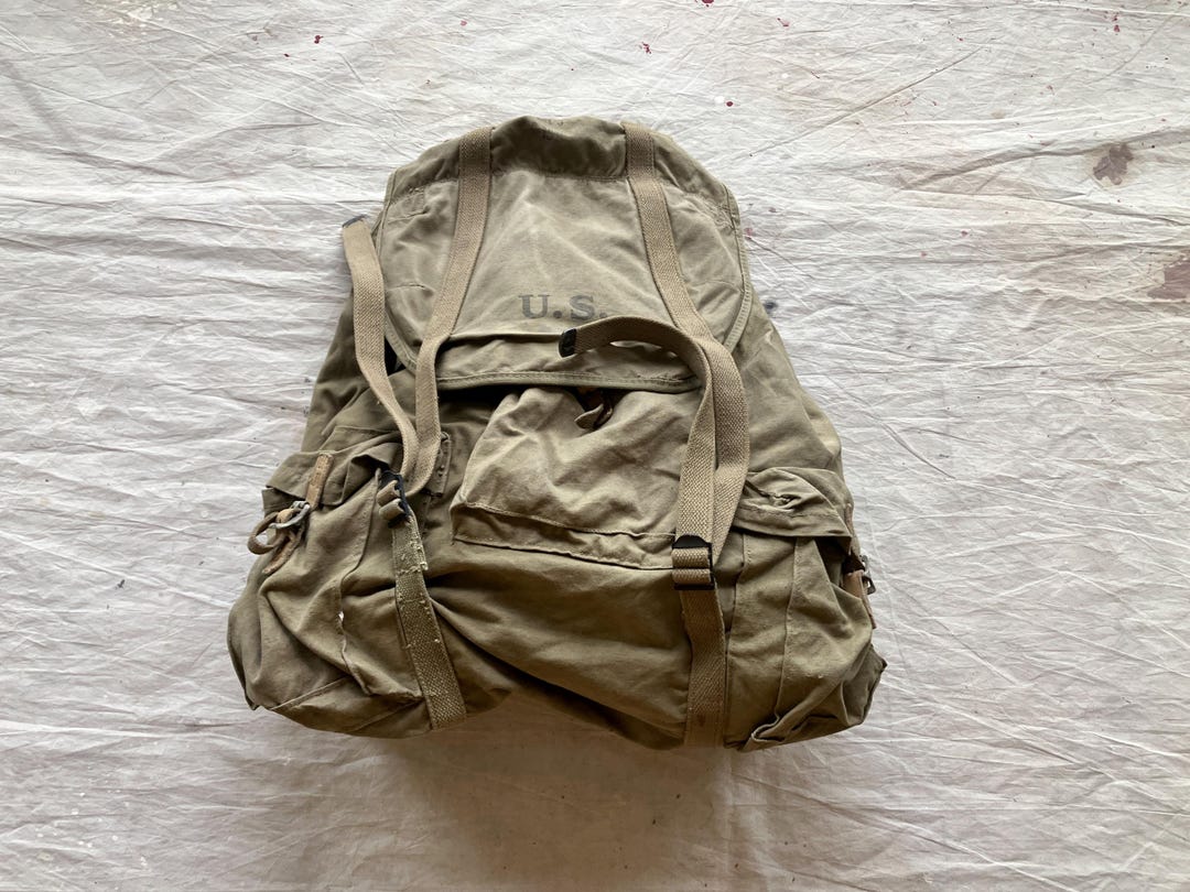 Vintage 40s US Army Frame Backpack / Canvas Green Military Army ...