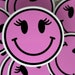 Round Smiley Face Sticker, Smiley Face With Lashes, Pink Smiley Face ...