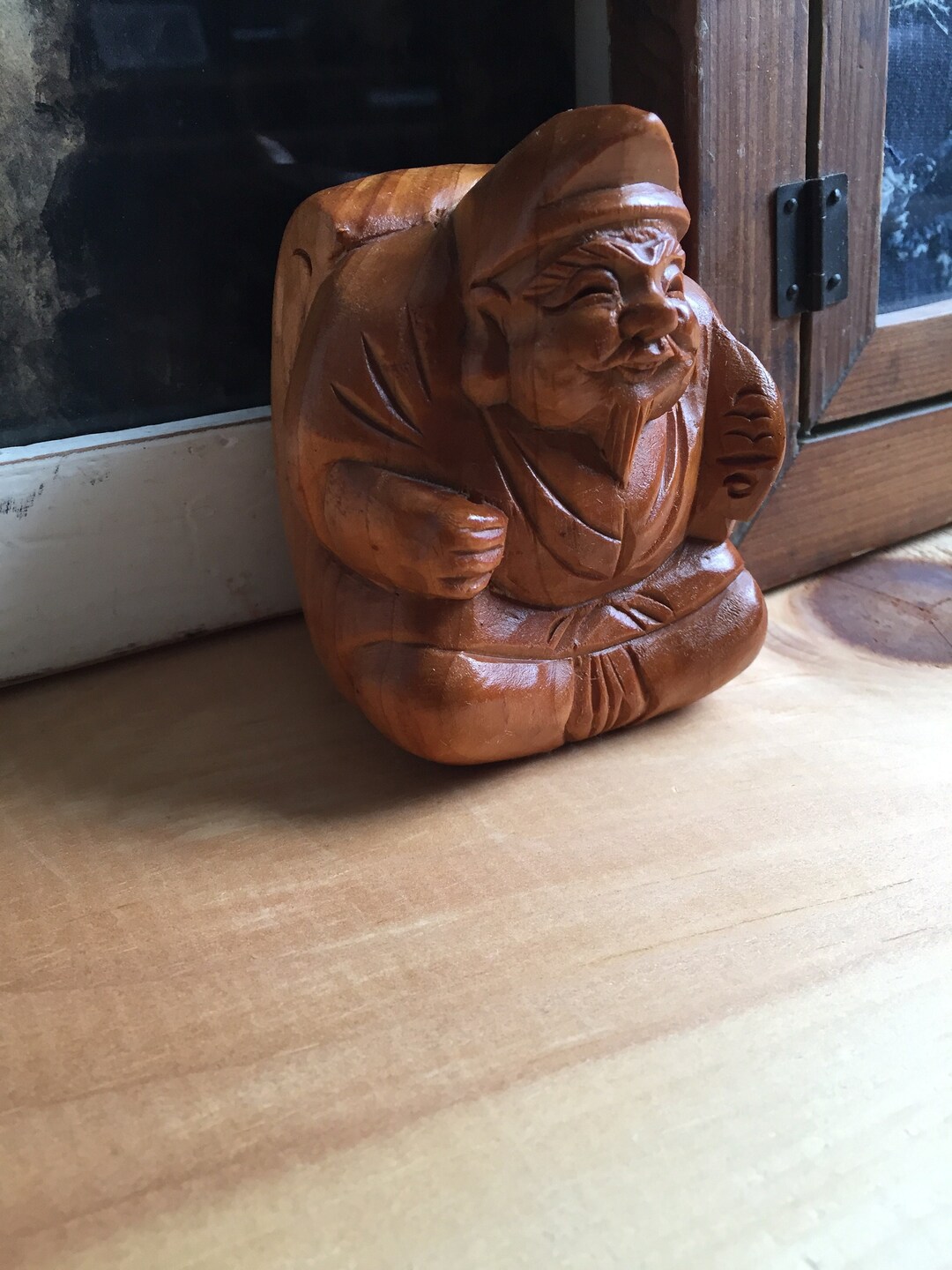 Rare JAPANESE EBISU STATUE, Vintage Hand Carved Good Luck Statue ...