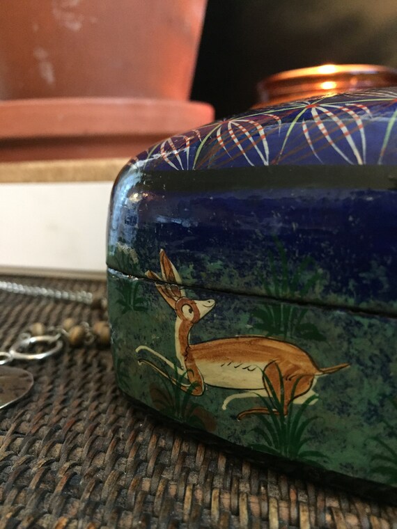 VINTAGE HANDPAINTED BOX, Mughal Emperor courtyard pai… - Gem
