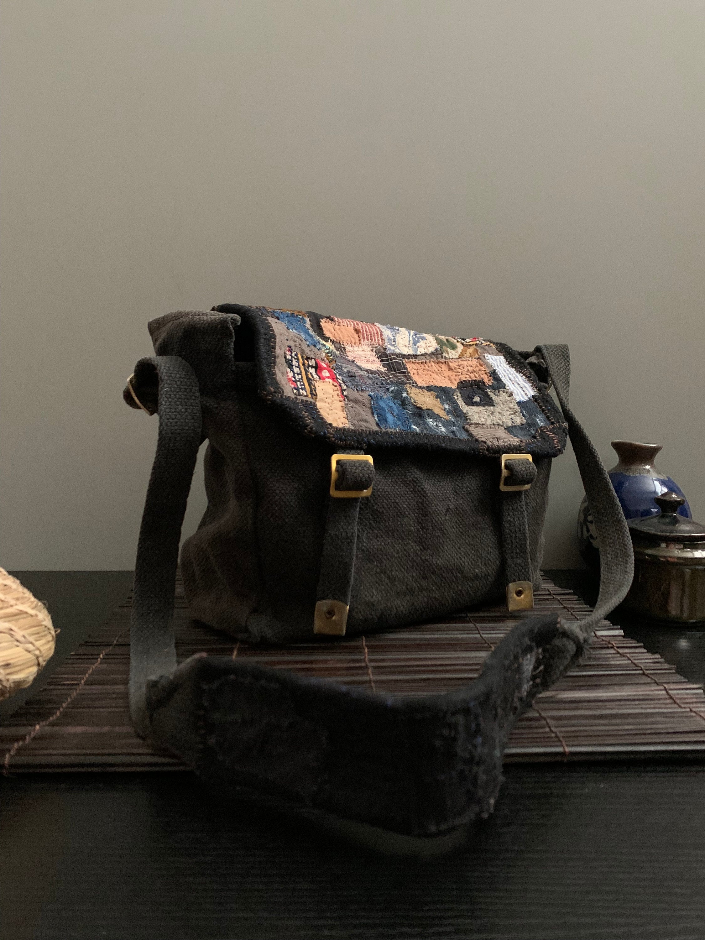 VINTAGE BORO BAG, Handmade Canvas Bag With Japanese Boro Stitching ...