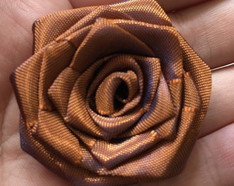 Rainbow Satin Ribbon Rose Brooch / Pin / Stem / Hair Clip limited ...