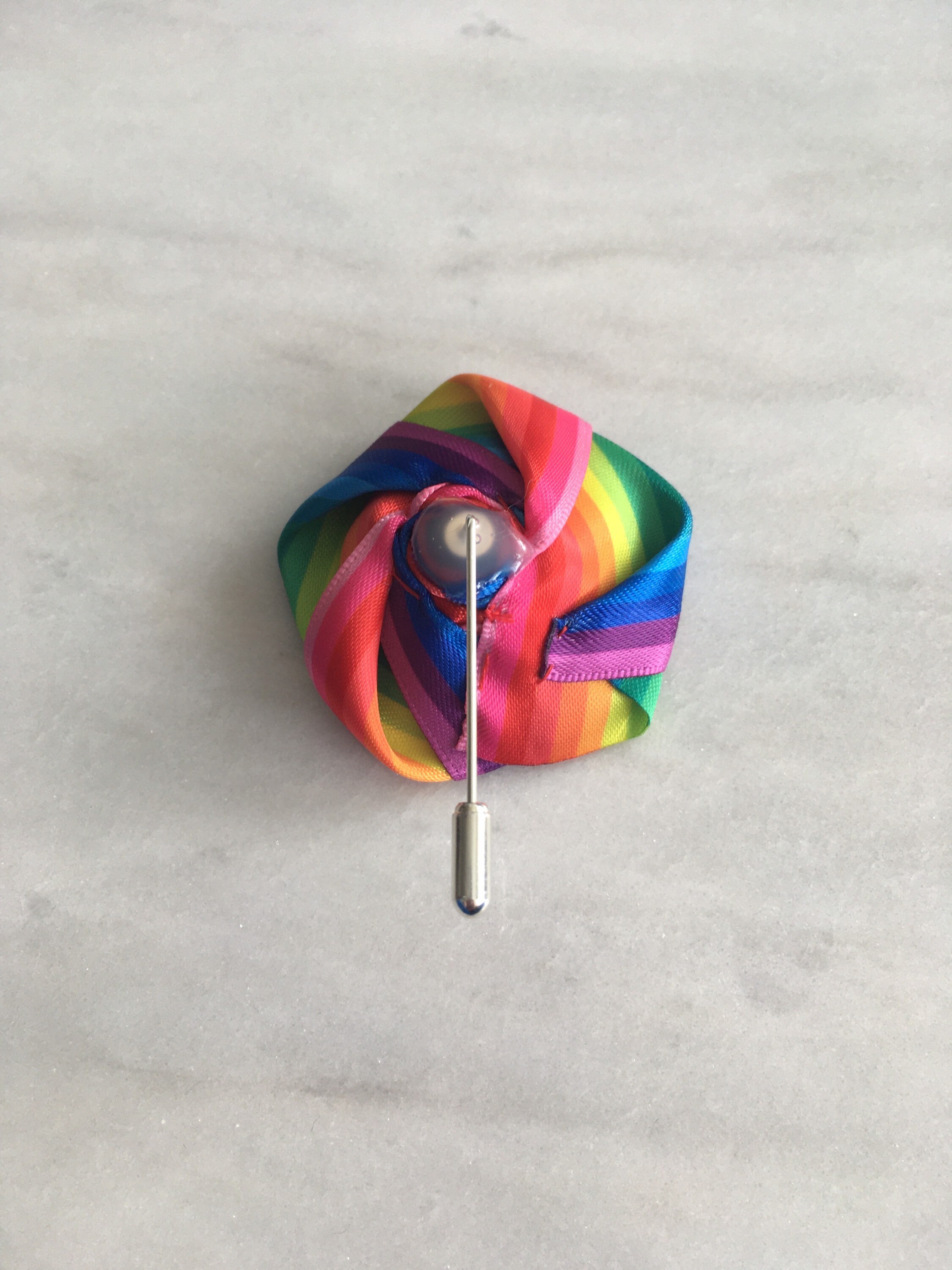 Rainbow Satin Ribbon Rose Brooch / Pin / Stem / Hair Clip - Etsy UK