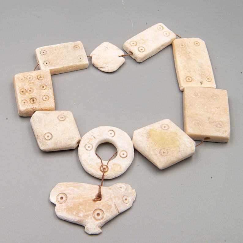 Ancient Sumerian Steatite Amulet and Beads With Drilled Dot-in-circle ...