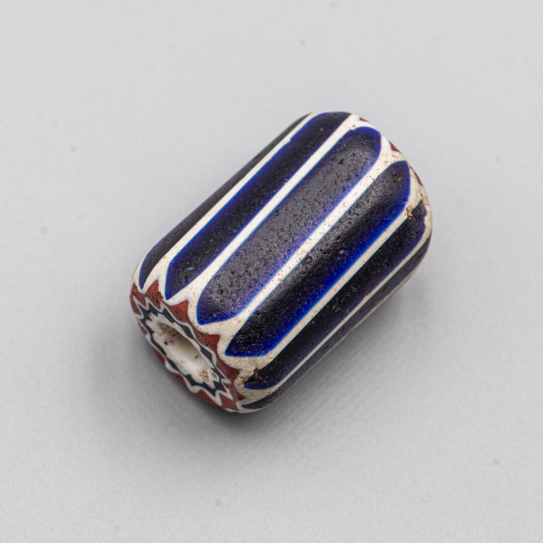 Traditional African Trade Bead - 6L Chevron - Vintage Rosetta Blue Bead ...