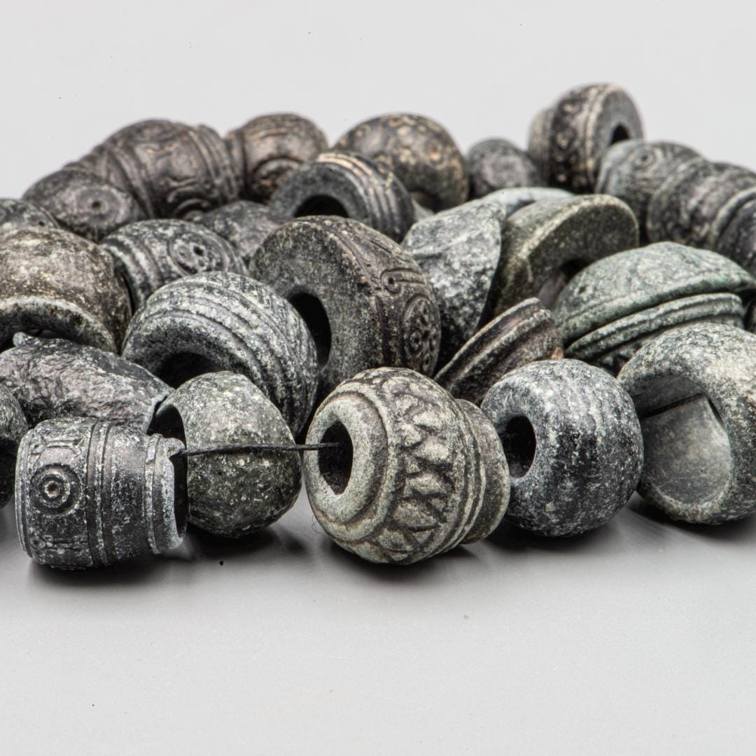 Ancient Steatite Spindle Whorl Beads – Persian & Greco-bactrian, 1000 ...