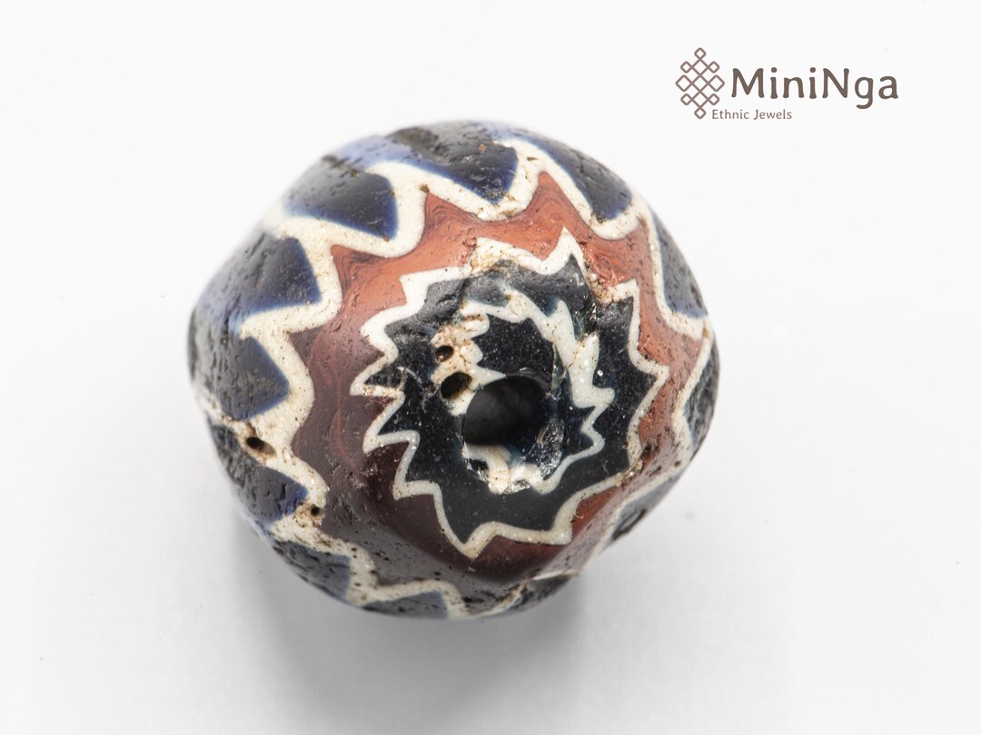 Cameroon Chevron Bead - Antique 7 Layers Rosetta Bead Collected in ...