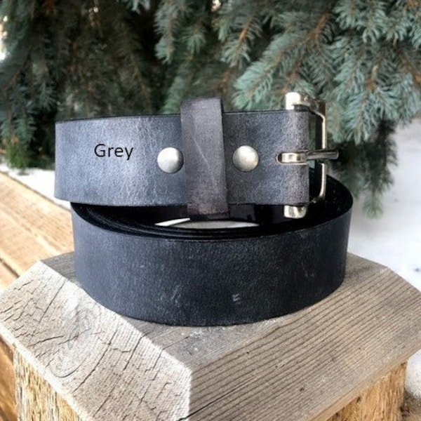 Gray Leather Belt - Etsy