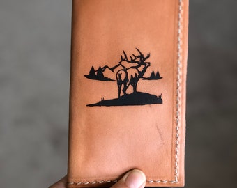 Leather Elk Hunting License Case, Wallet, Holder, Can Take Your Drivers ...