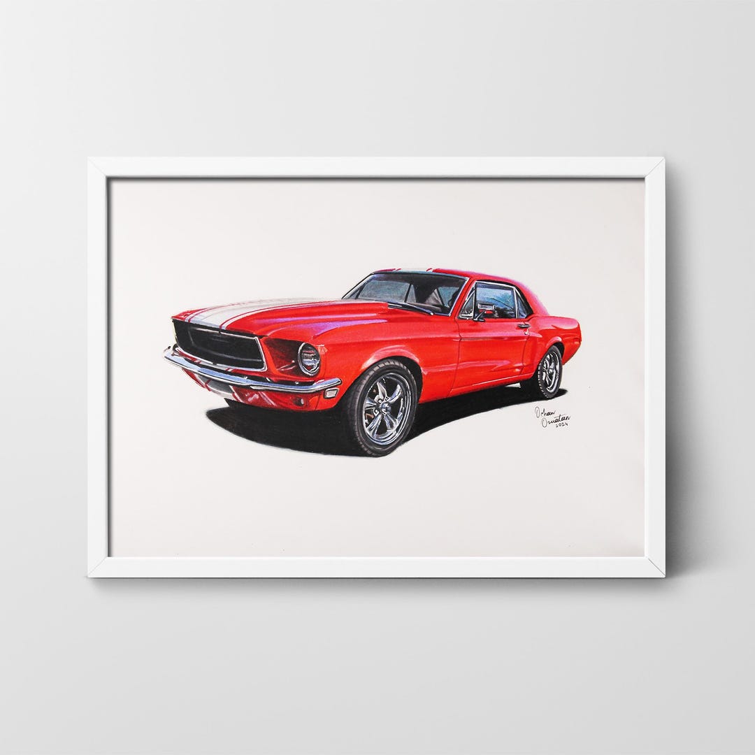 Custom Car Drawing From Photo, Hand-drawn Colored Pencil Car Portrait ...