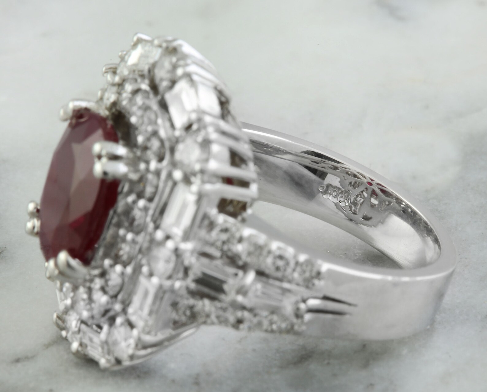 Ruby and Diamond Ring in 14k White Gold - Etsy