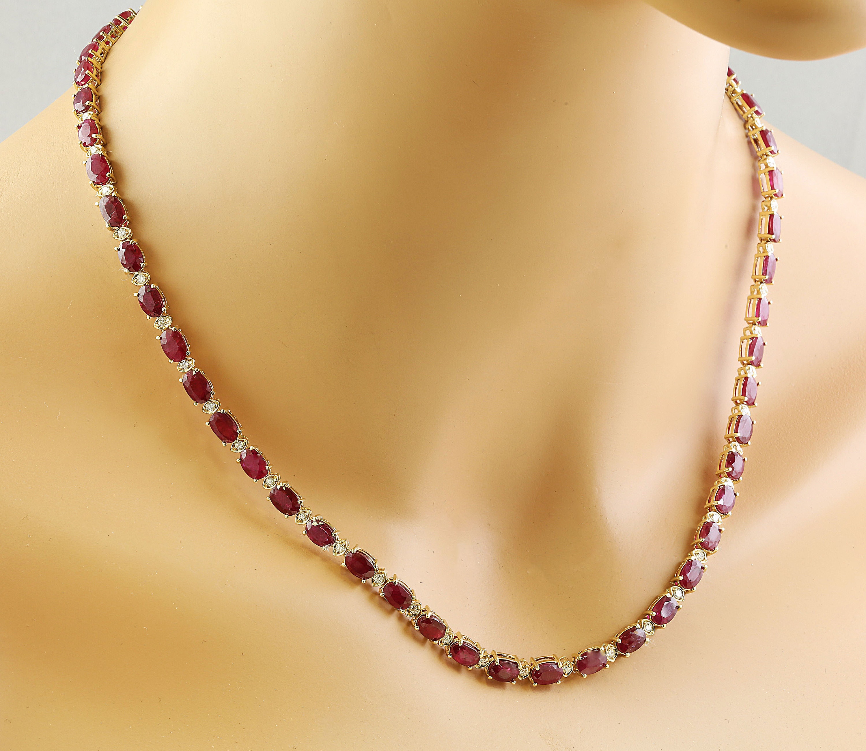 Ruby and Diamond Necklace in 14k Yellow Gold - Etsy
