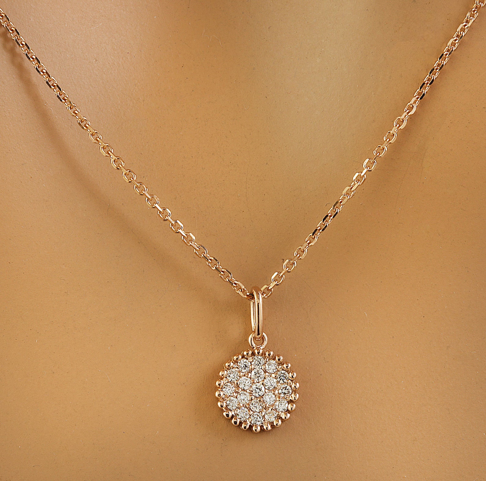 Collar de diamantes con colgante en oro rosado de 14k - Etsy España