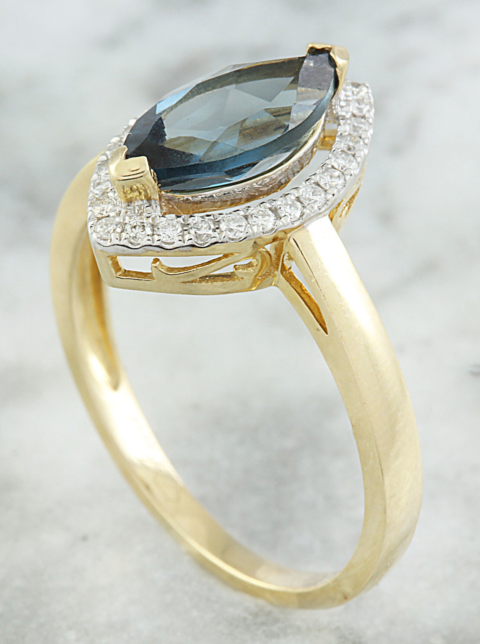 Anillo de topacio y diamantes en oro amarillo de 14 k - Etsy España