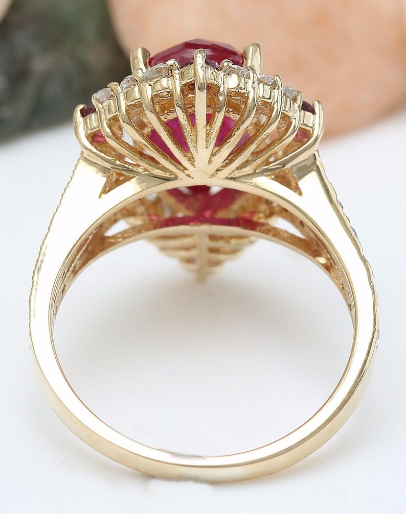 Ruby and Diamond Ring in 14k Yellow Gold - Etsy