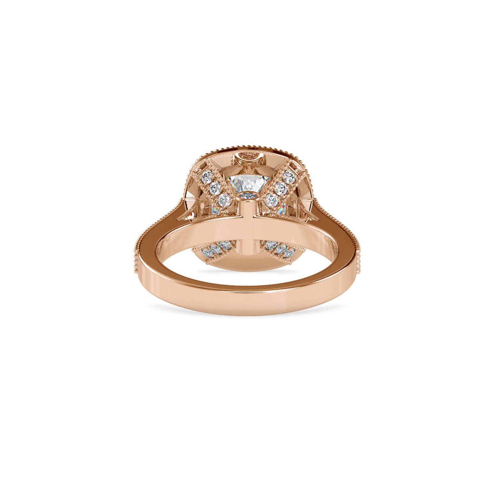 Diamond Engagement Ring in 14K Rose Gold - Etsy