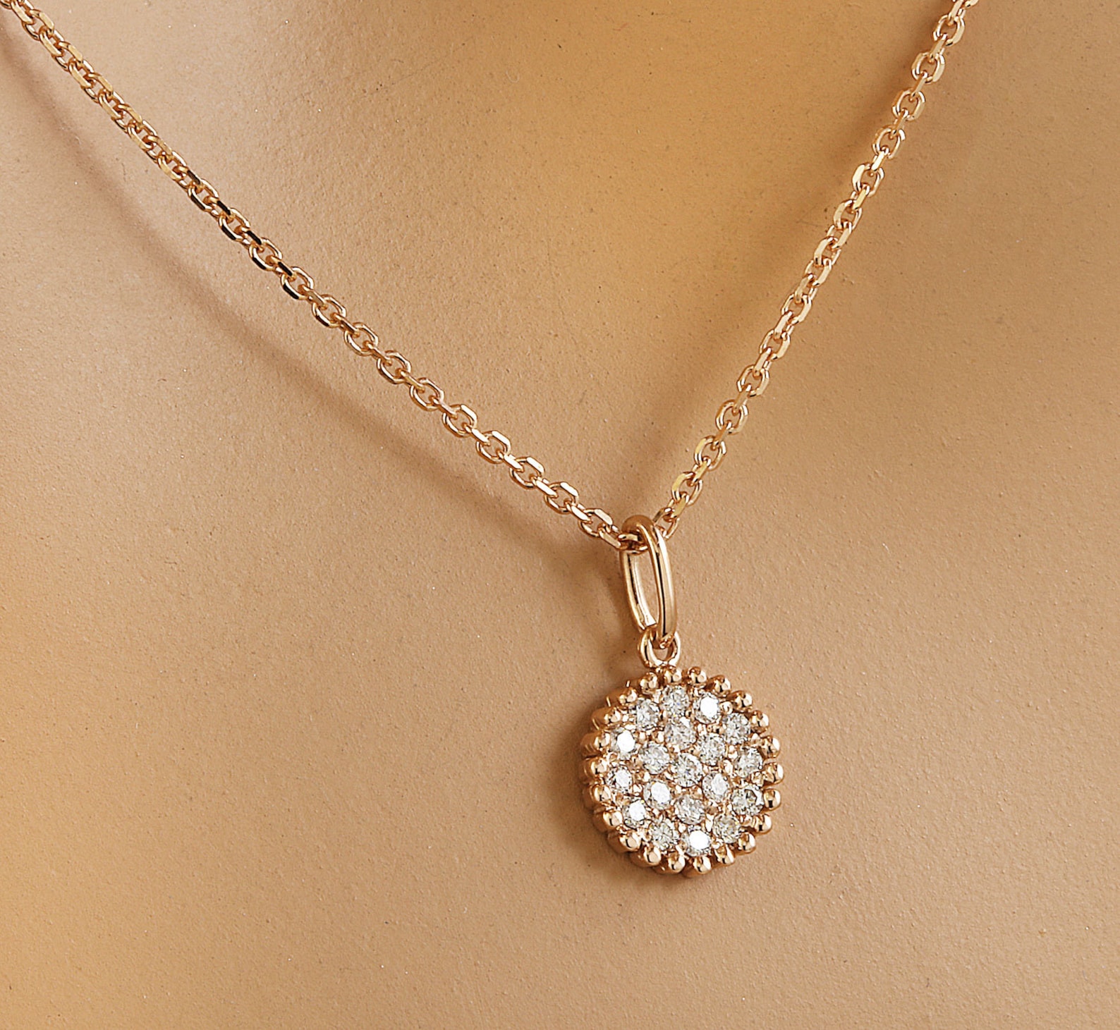 Collar de diamantes con colgante en oro rosado de 14k - Etsy España