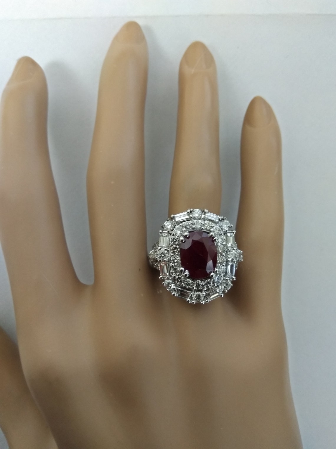 Ruby and Diamond Ring in 14k White Gold - Etsy