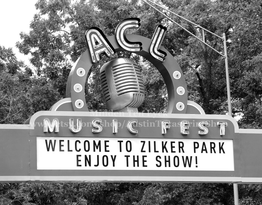 Horizontal Black and White ACL Austin City Limits Sign Photo Print, ATX ...