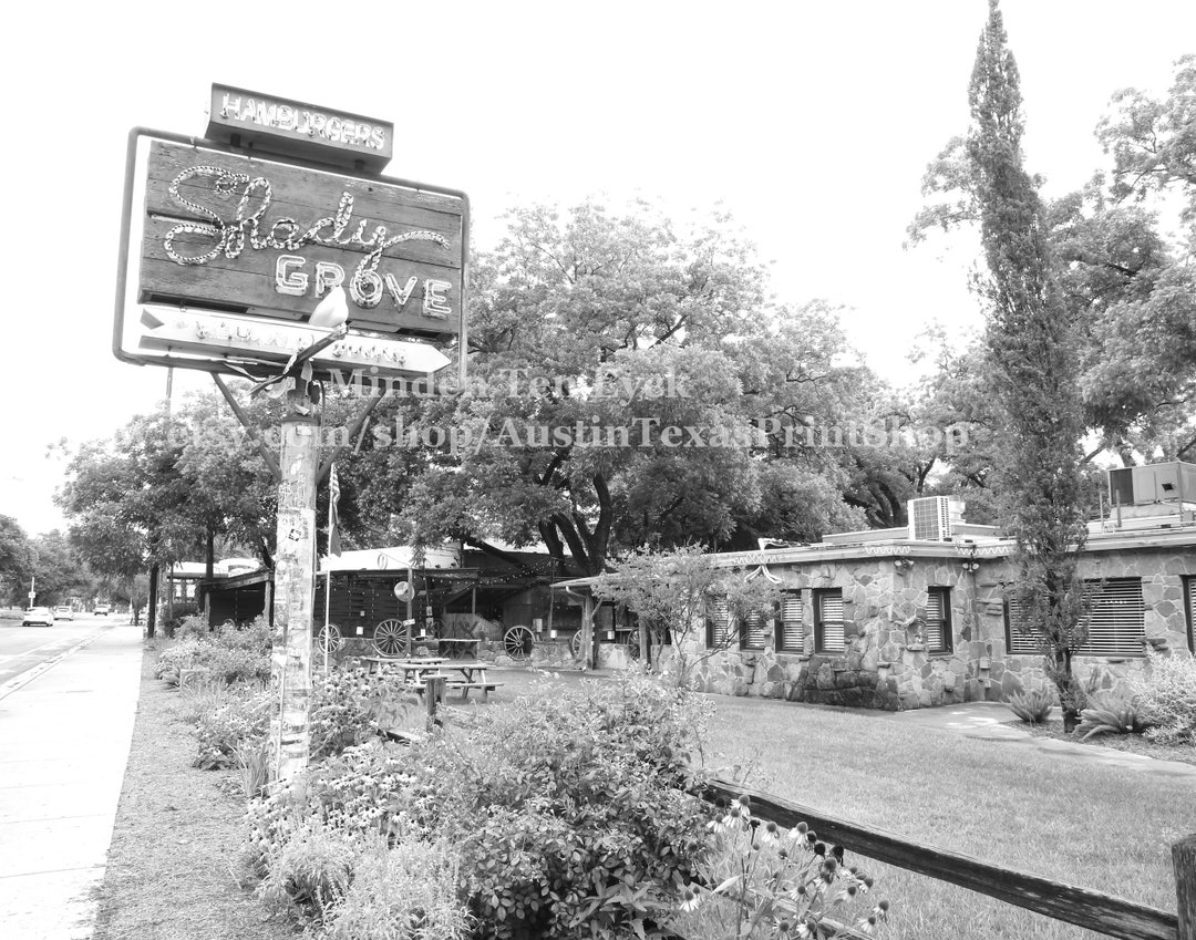Shady Grove Austin Photo Print: Black and White Texas Wall Art - Etsy