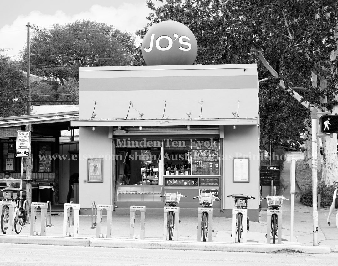 Black and White Photo Print of Jo's Coffee, Downtown Austin, Texas - Etsy