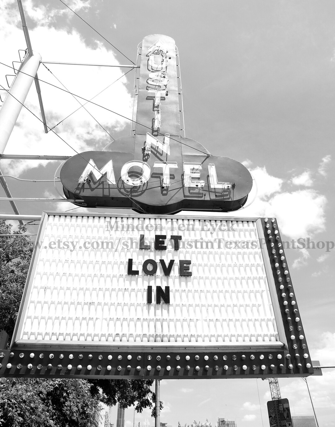 Vertical Austin Motel Sign Photo Print, Austin Texas - Etsy