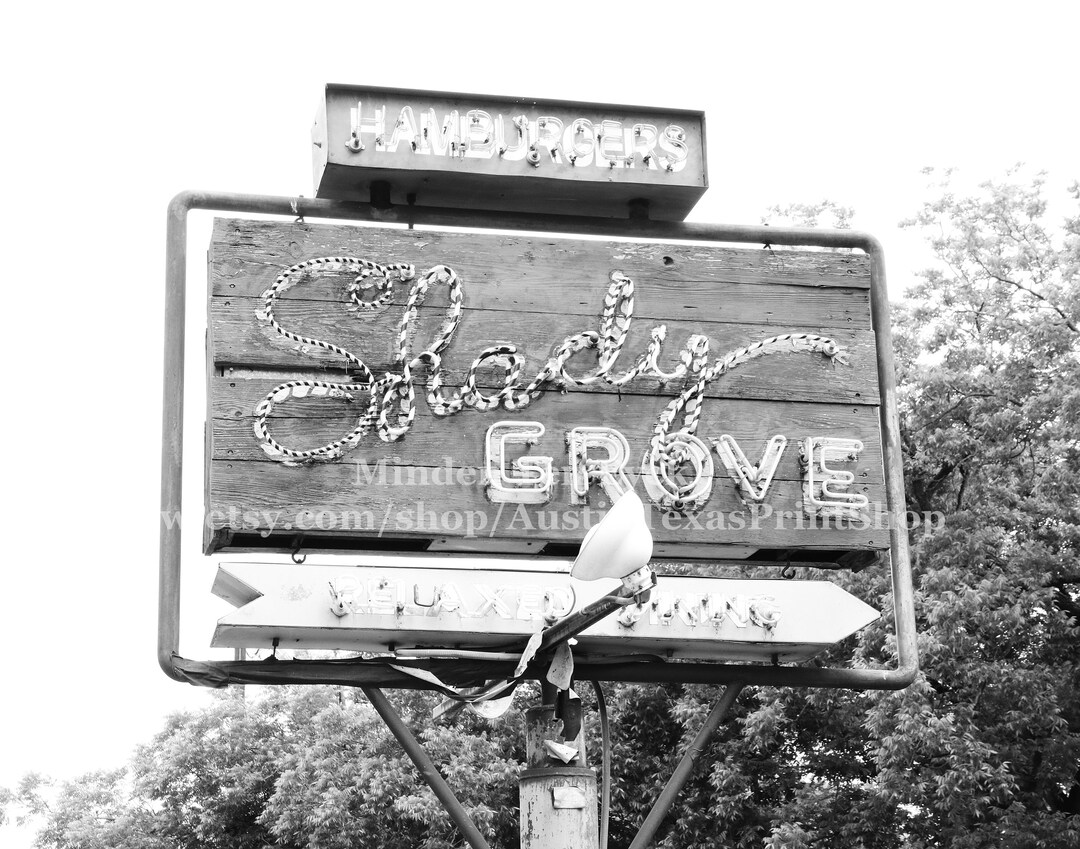 HORIZONTAL Black and White Shady Grove Photo Print Texas Photography ...
