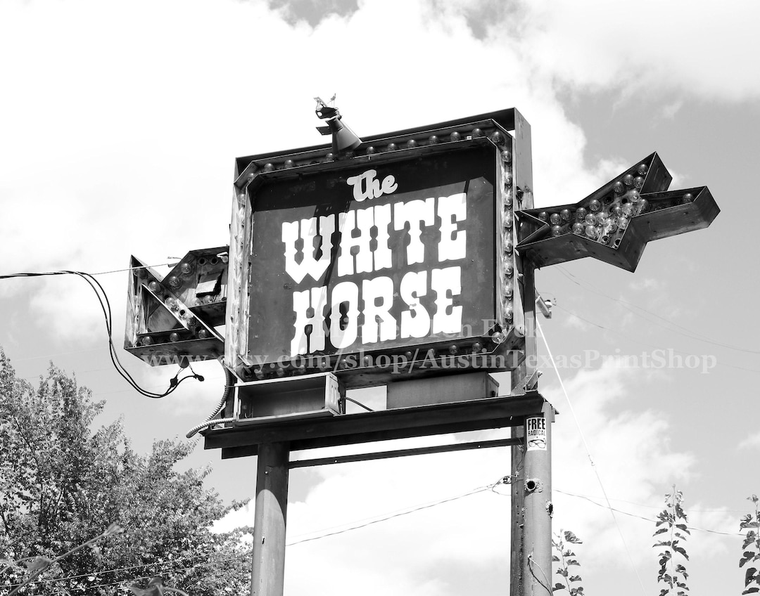 White Horse Austin - Black and White Photo Print - Texas Wall Art - Etsy