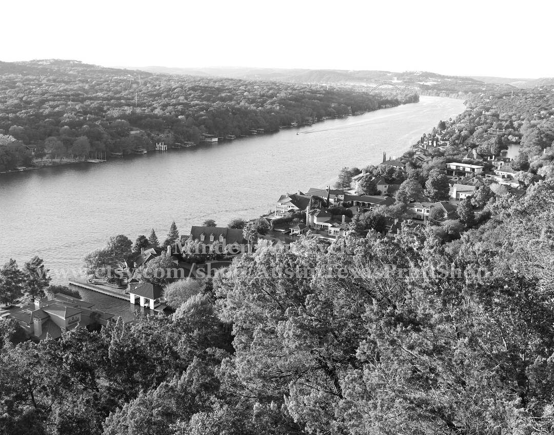 Mount Bonnell View: Colorado River Black and White Photo Print - Etsy