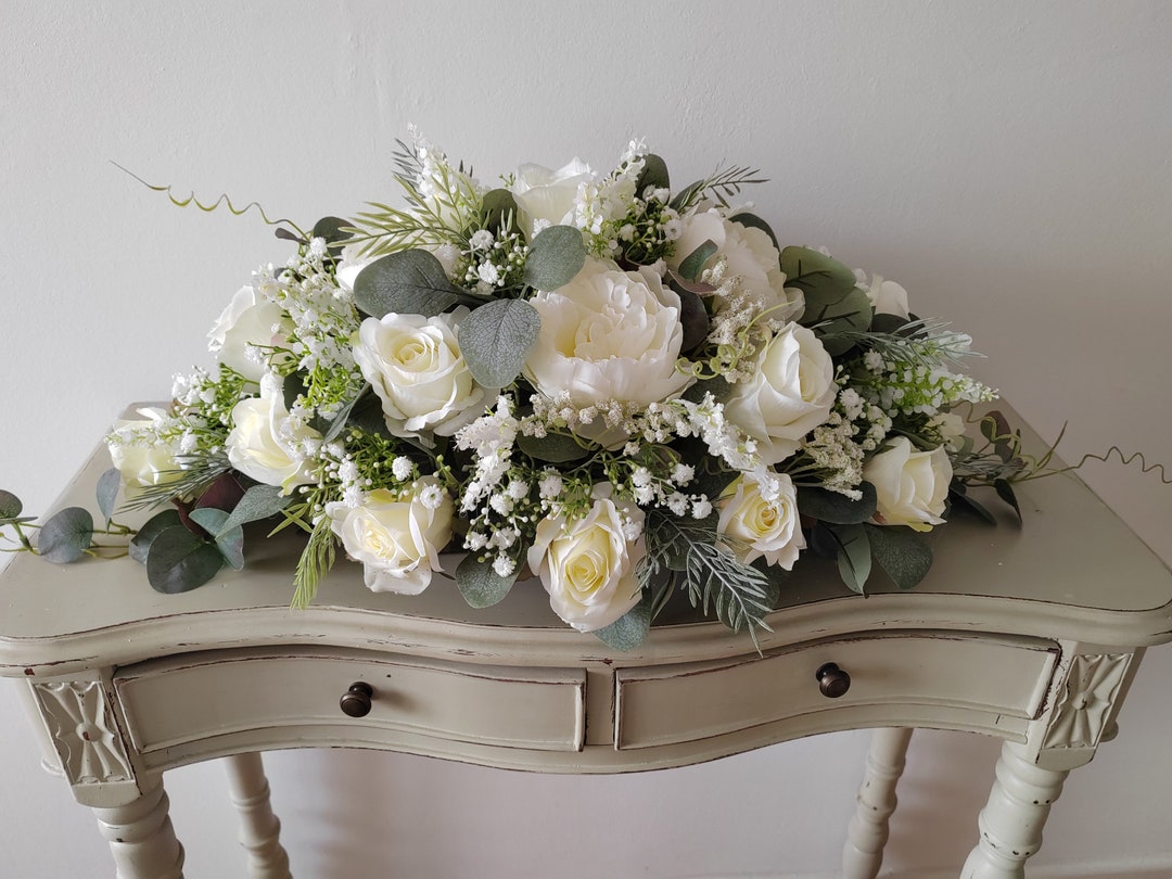 Rustic Inspired Wedding Table/registrar Arrangement in Ivory and Sage ...