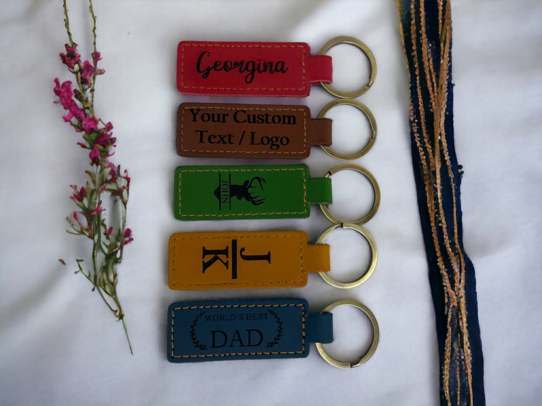 Personalized Monogram Leather Keychain Customized Leather Keychain ...